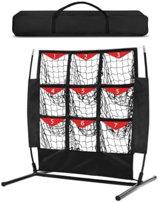 Baseball Pitching Net, 9 Hole Pitching Net with Strike Zone Softball ...
