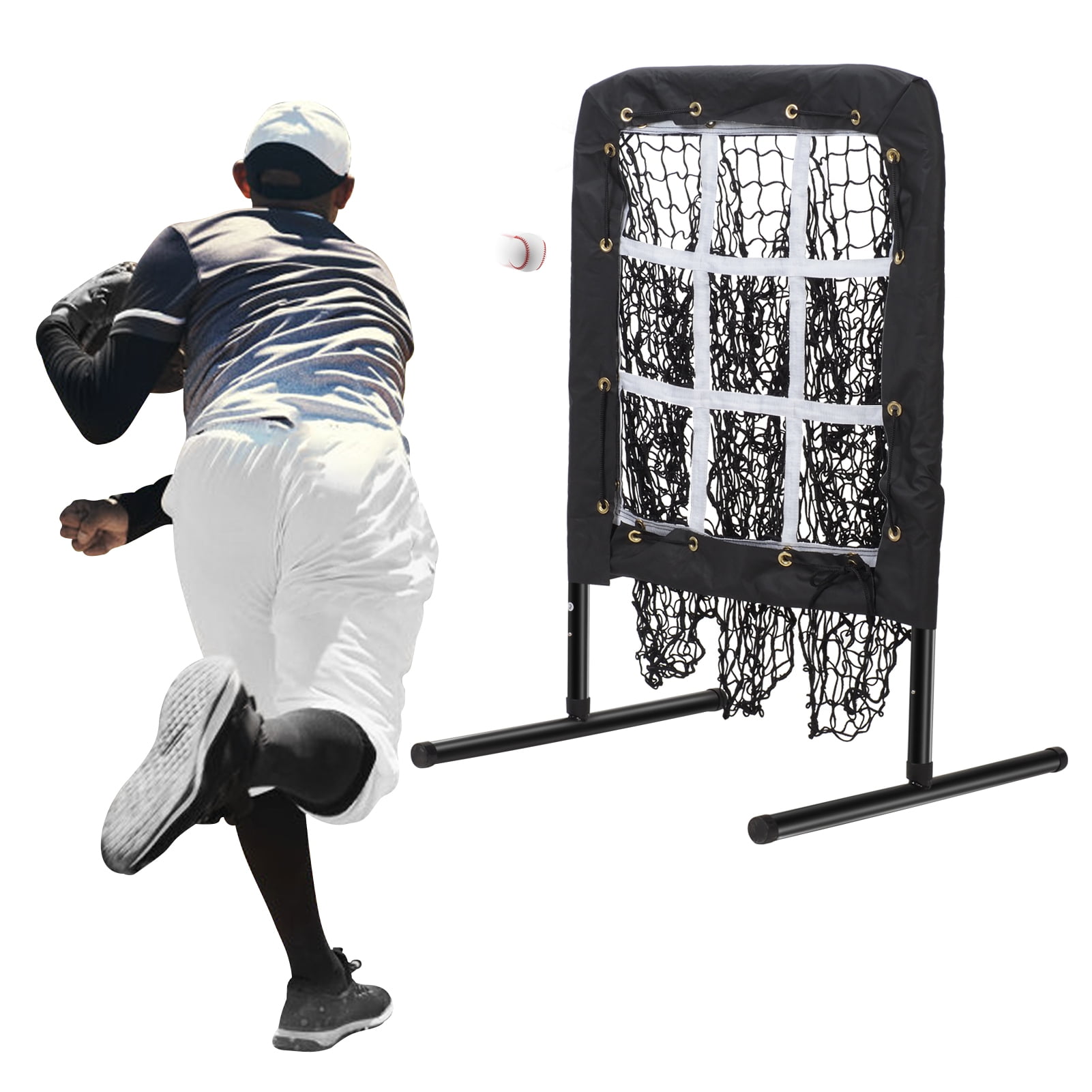 Baseball Pitching Net with Strike Zone, 9-Hole Softball Training Target ...
