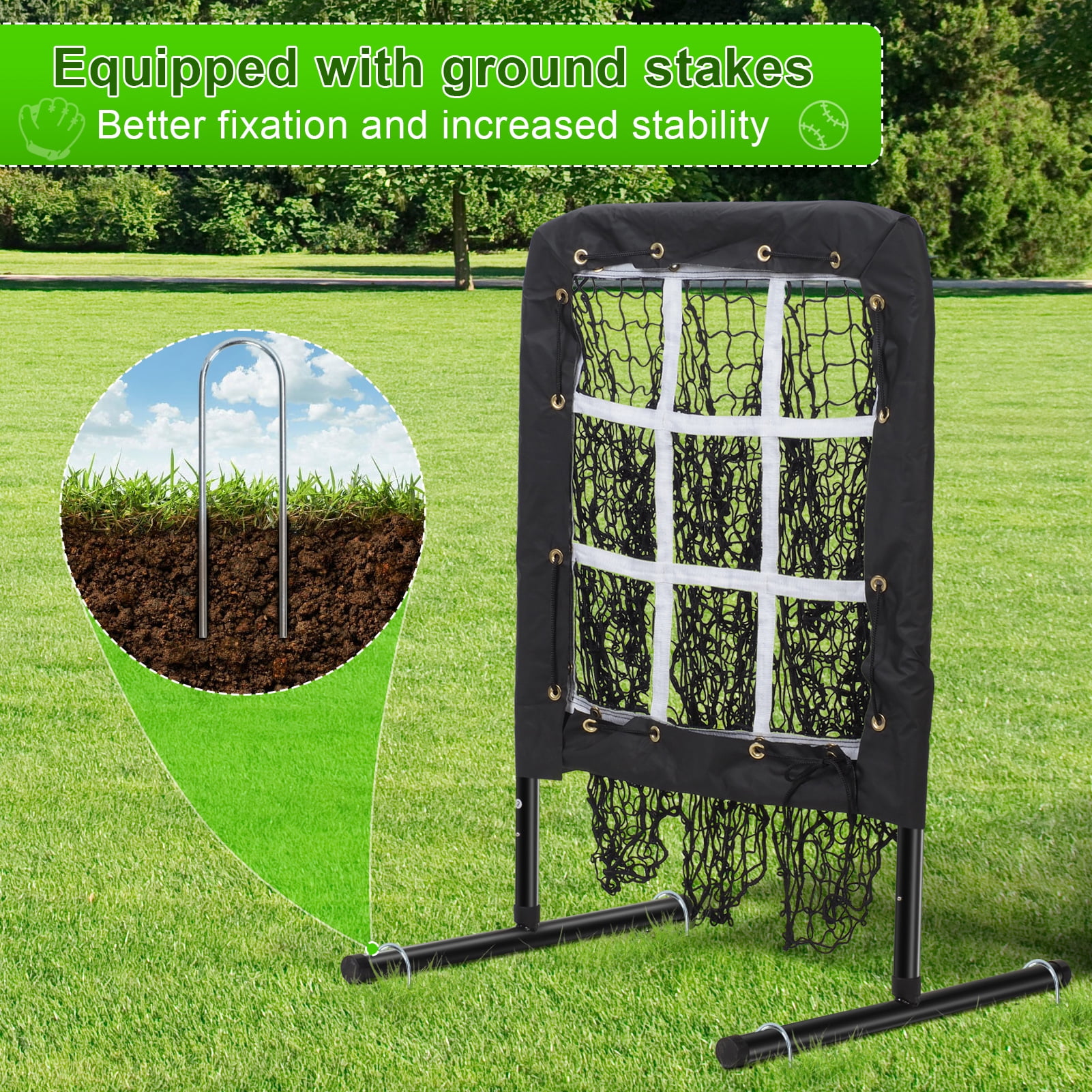 Baseball Pitching Net with Strike Zone - Adjustable Softball Target ...