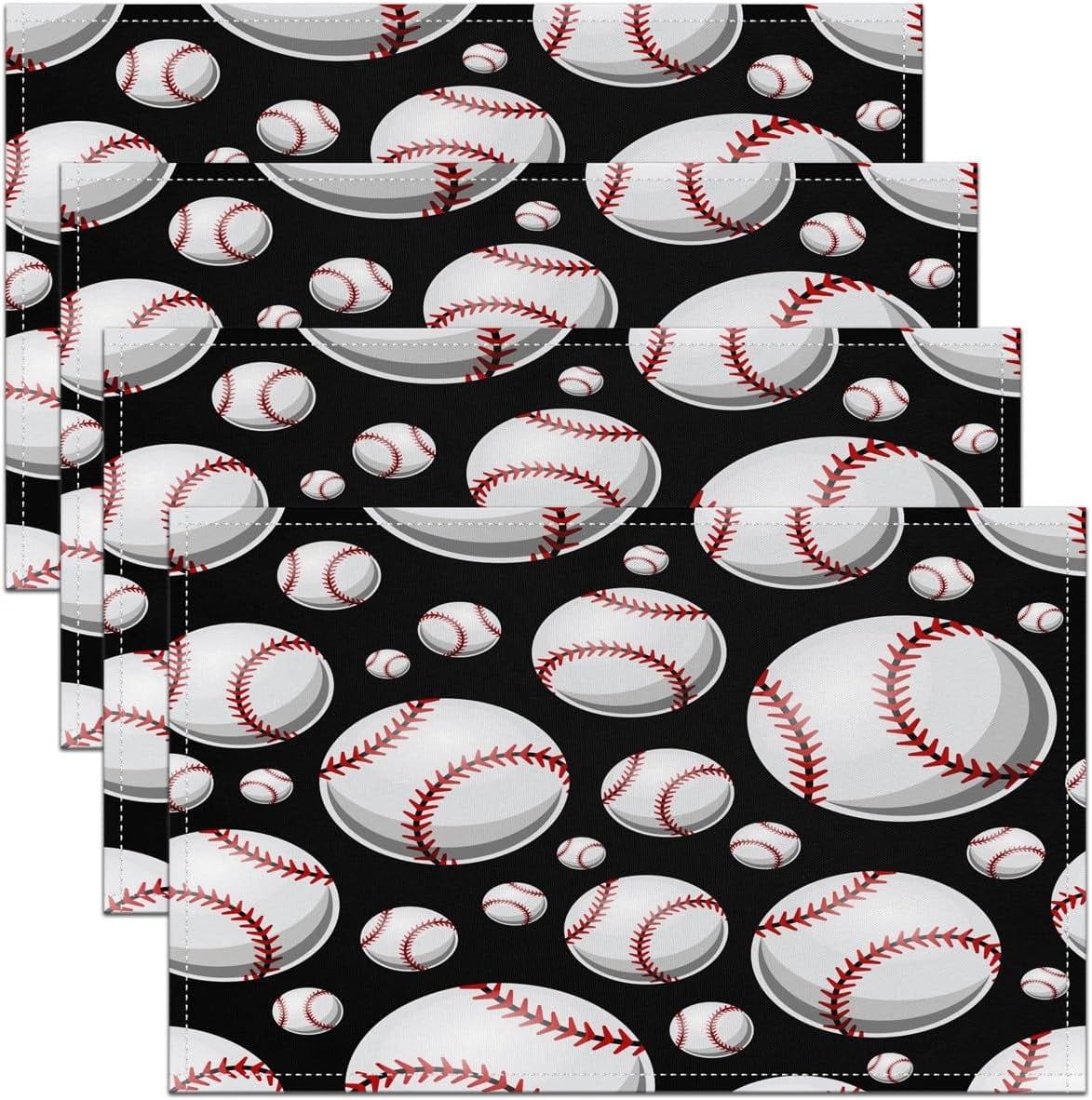 Baseball Placemats Set of 4 18"x12" Kids Sports Game Placemat for ...