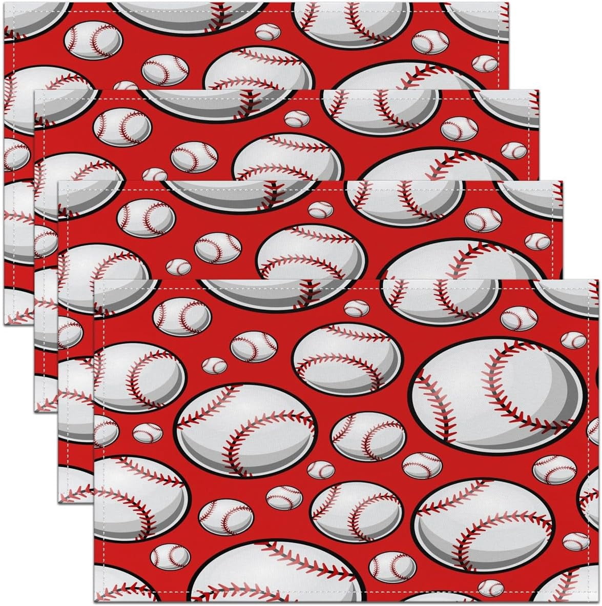 Baseball Placemats Set of 4 18"x12" Kids Sports Game Placemat for ...