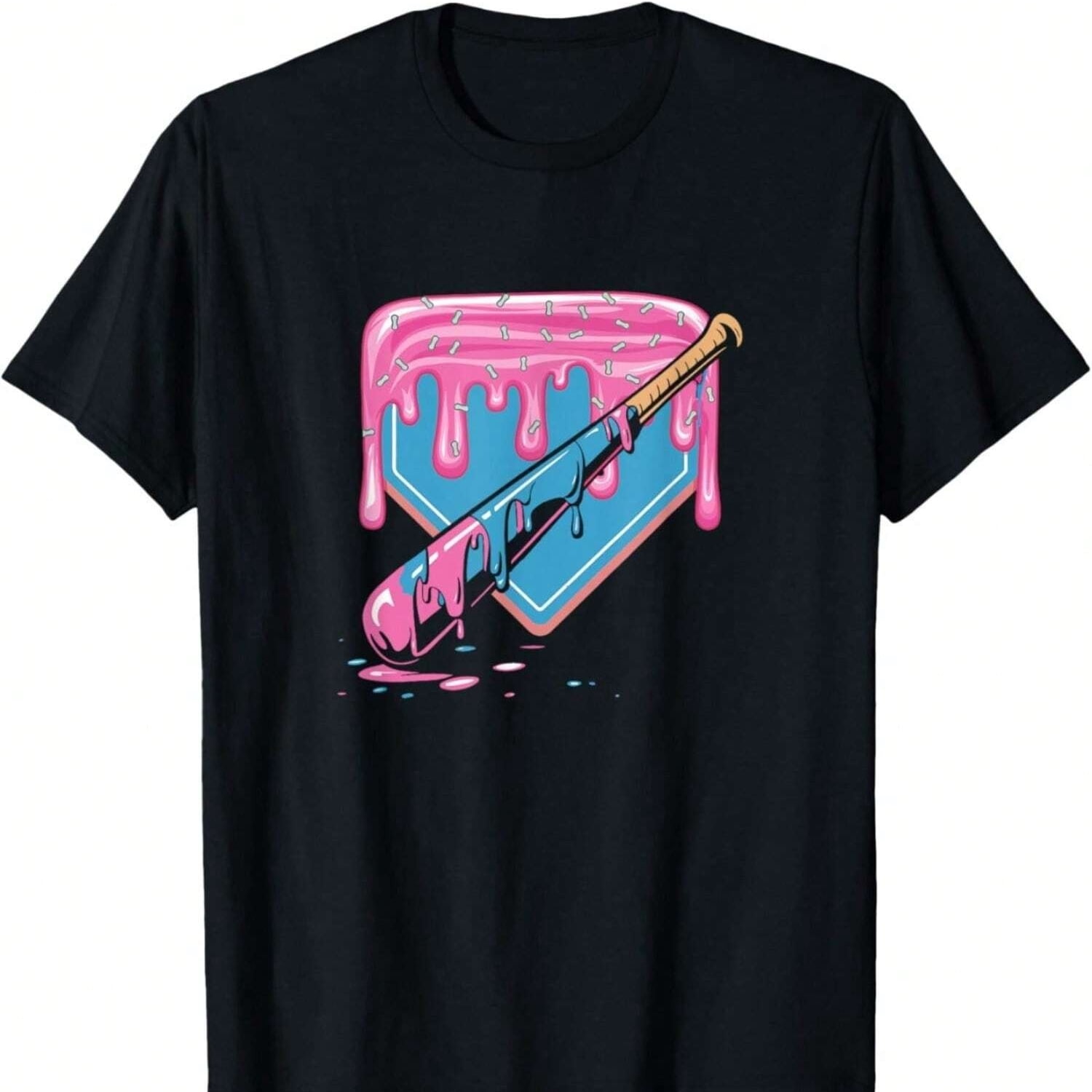 Baseball Plate Drip Ice Cream Spinkle Baseball Player Boys T-Shirt, T ...