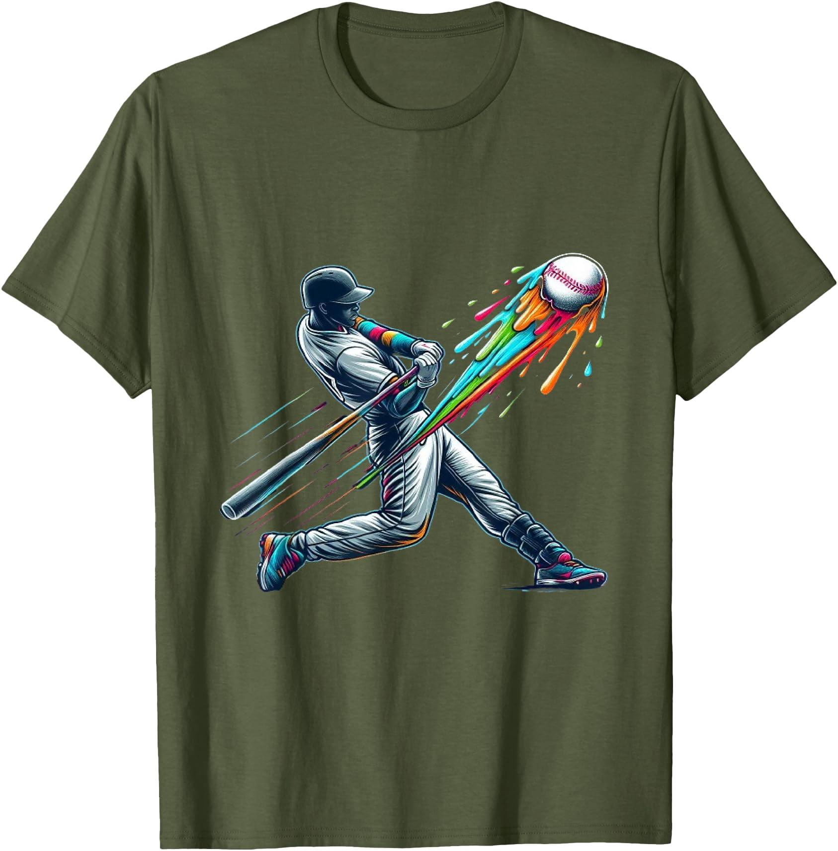 Baseball Player Drip Softstyle Unisex T-Shirt,Military Green Color,Size ...