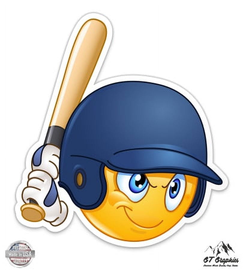 Baseball Player Emoji - 8" Vinyl Sticker - For Car Laptop I-Pad ...