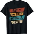 Baseball Player Funny Eat Sleep Baseball Repeat Baseballer T-Shirt ...