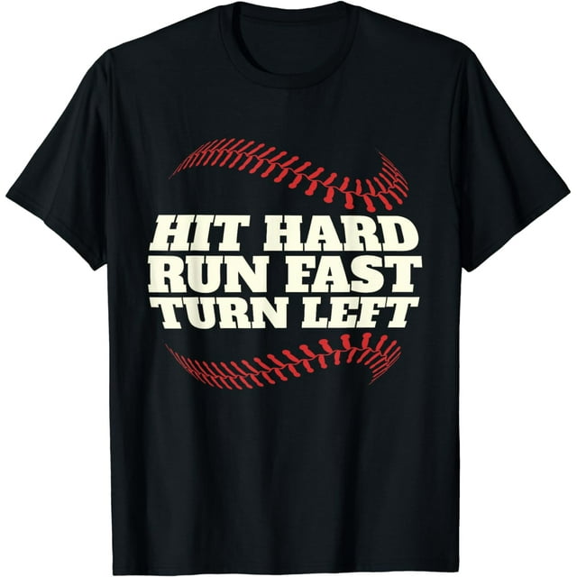 Baseball Player Hit Hard Run Fast Turn Left Game Sports Fans T-Shirt ...