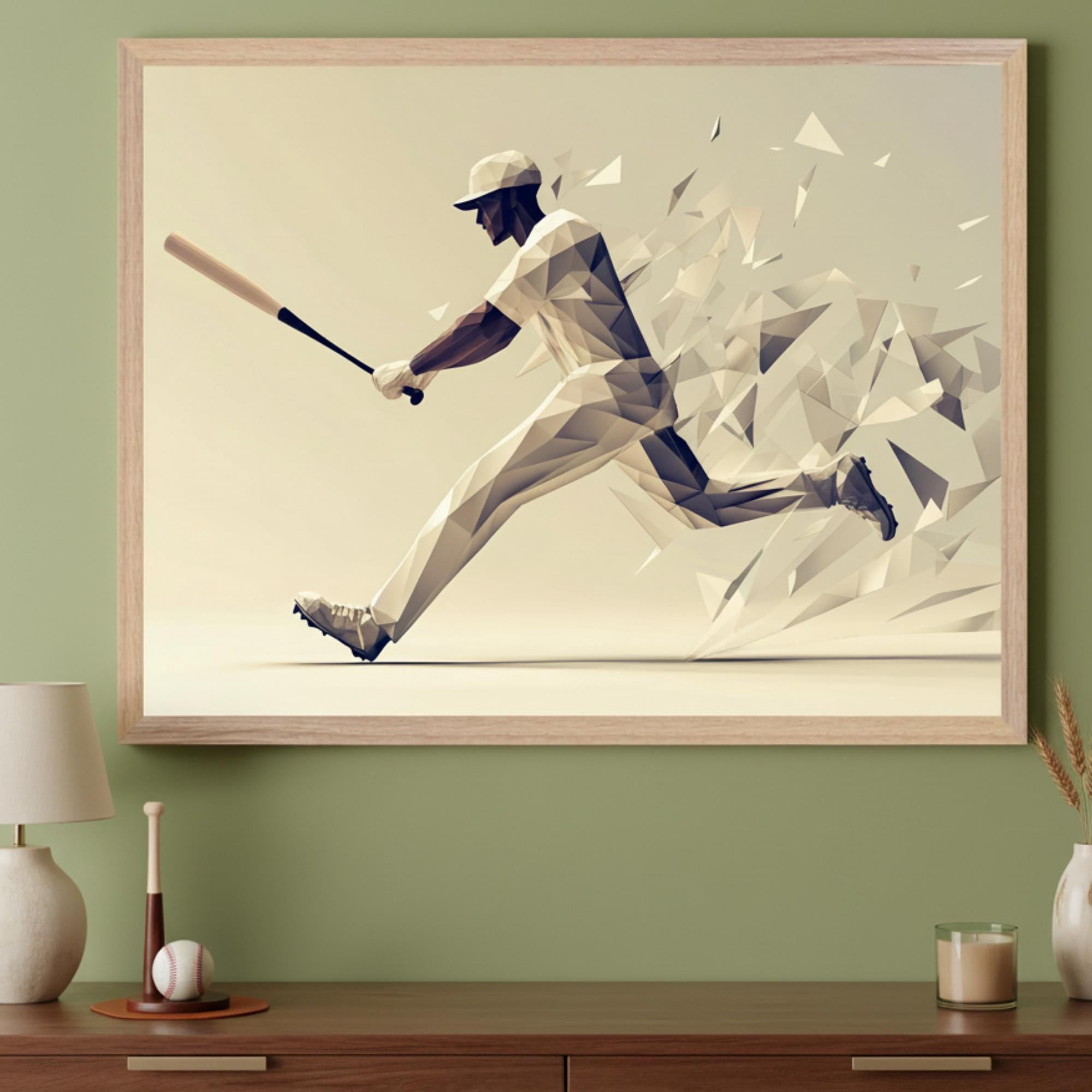 Baseball Player Low Poly Art Print Sports Office Wall Decor Modern ...