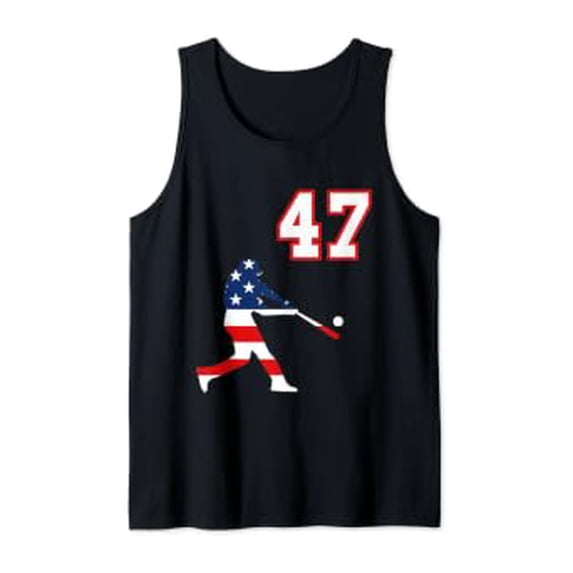 Baseball Player Number 47 With American Usa Flag Tank Top Size S-3XL ...