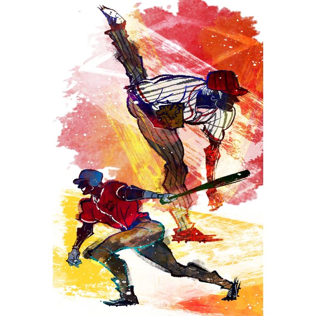 Baseball Player Playing Baseball Cool Wall Art Print Poster 12x18 ...