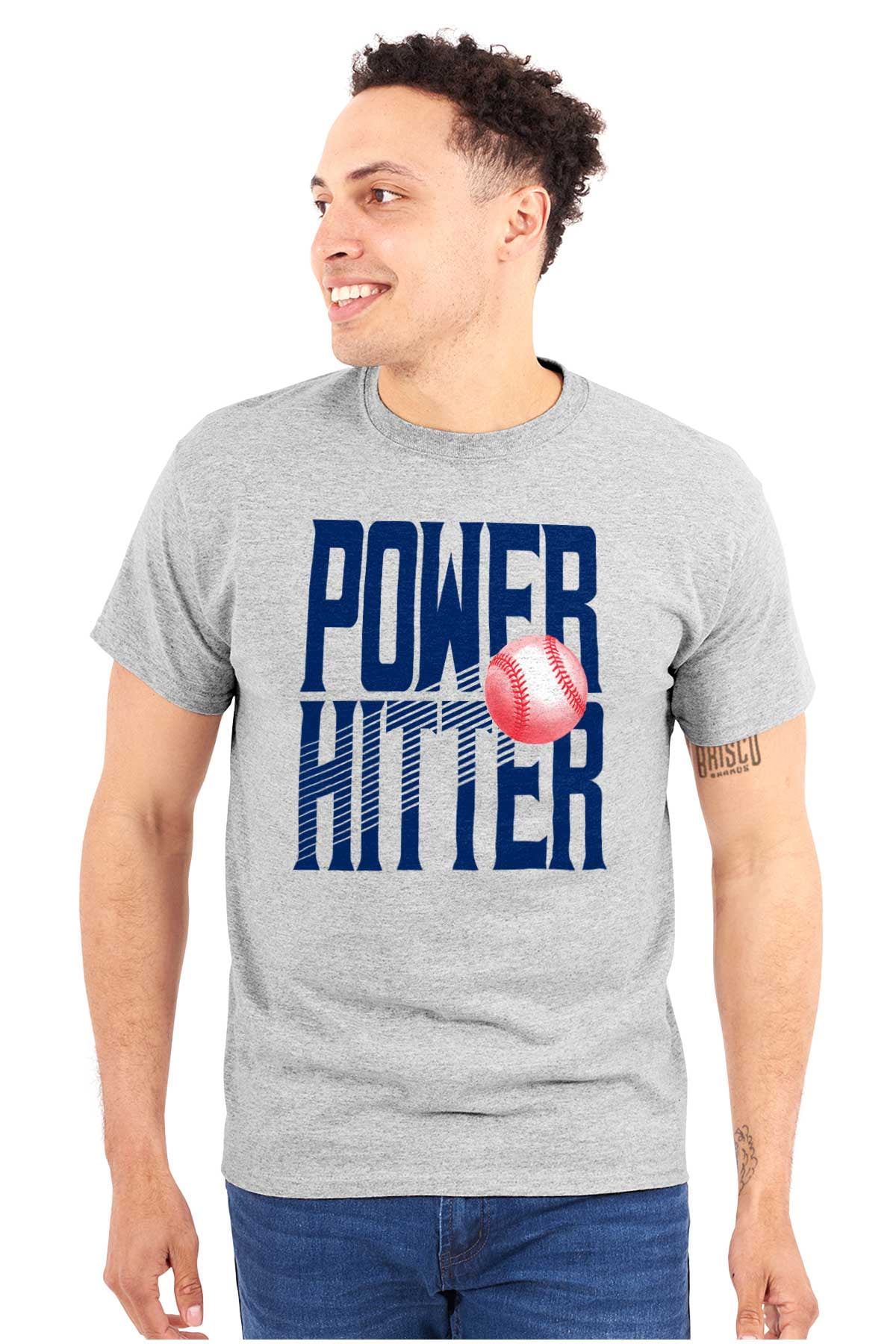 Baseball Player Power Hitter Fan Men's Big & Tall Crewneck Graphic Tee ...