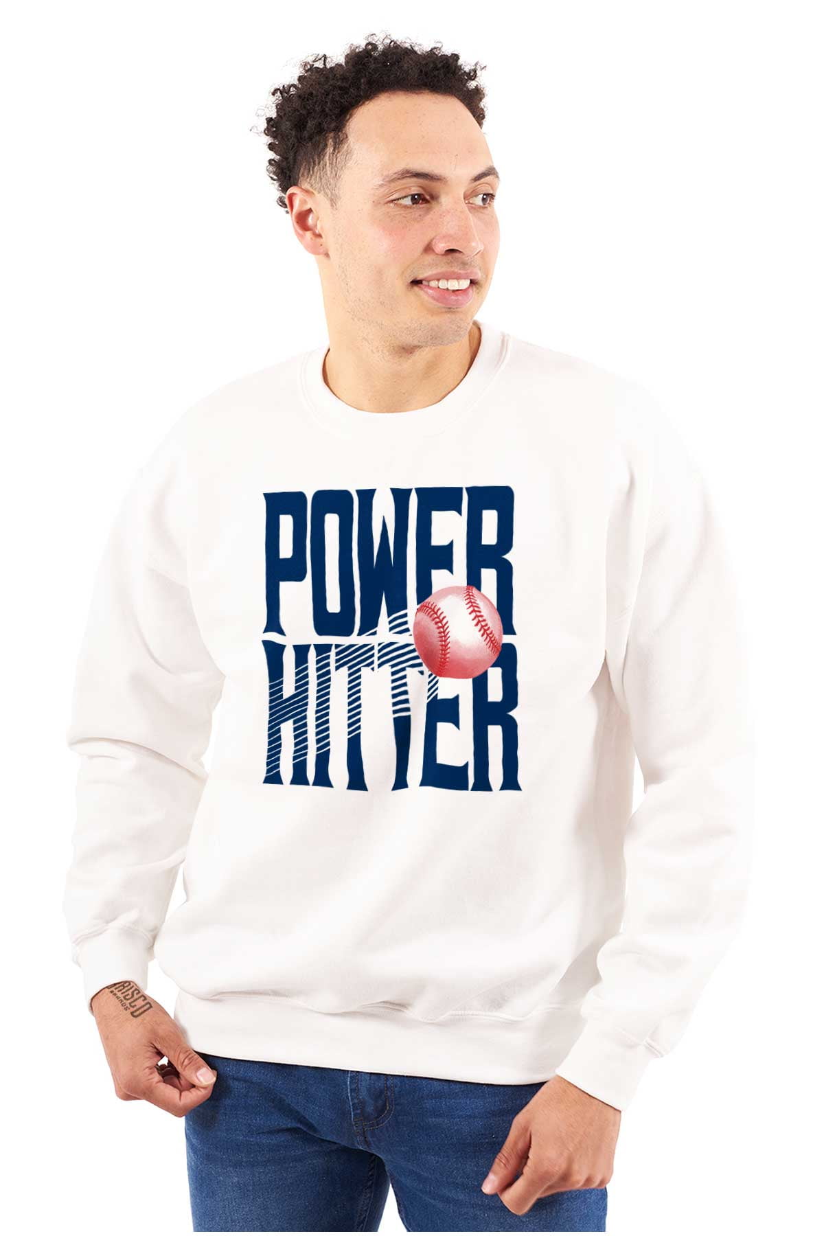 Baseball Player Power Hitter Fan Men's Big & Tall Crewneck Sweatshirt ...