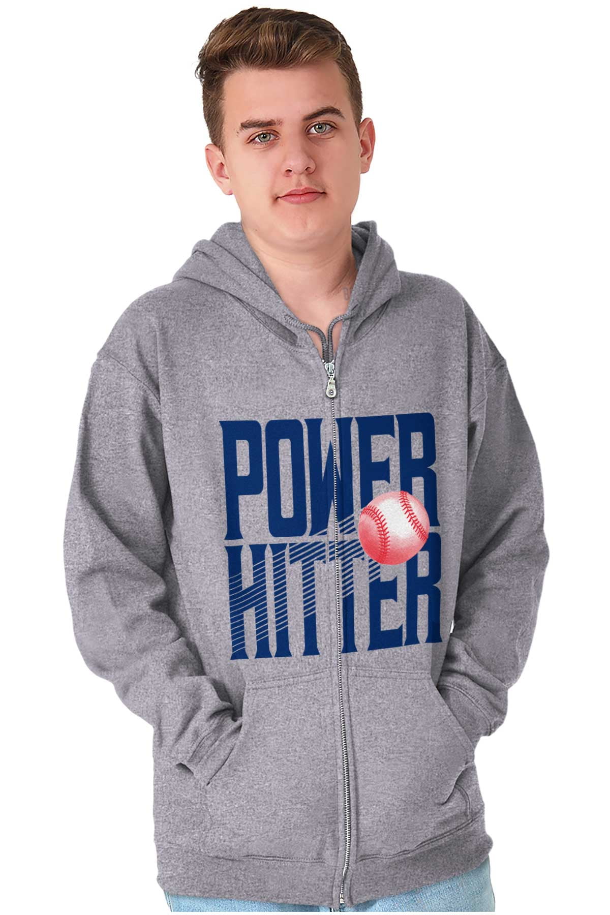 Baseball Player Power Hitter Fan Men's Big & Tall Graphic Zip Up Hoodie ...