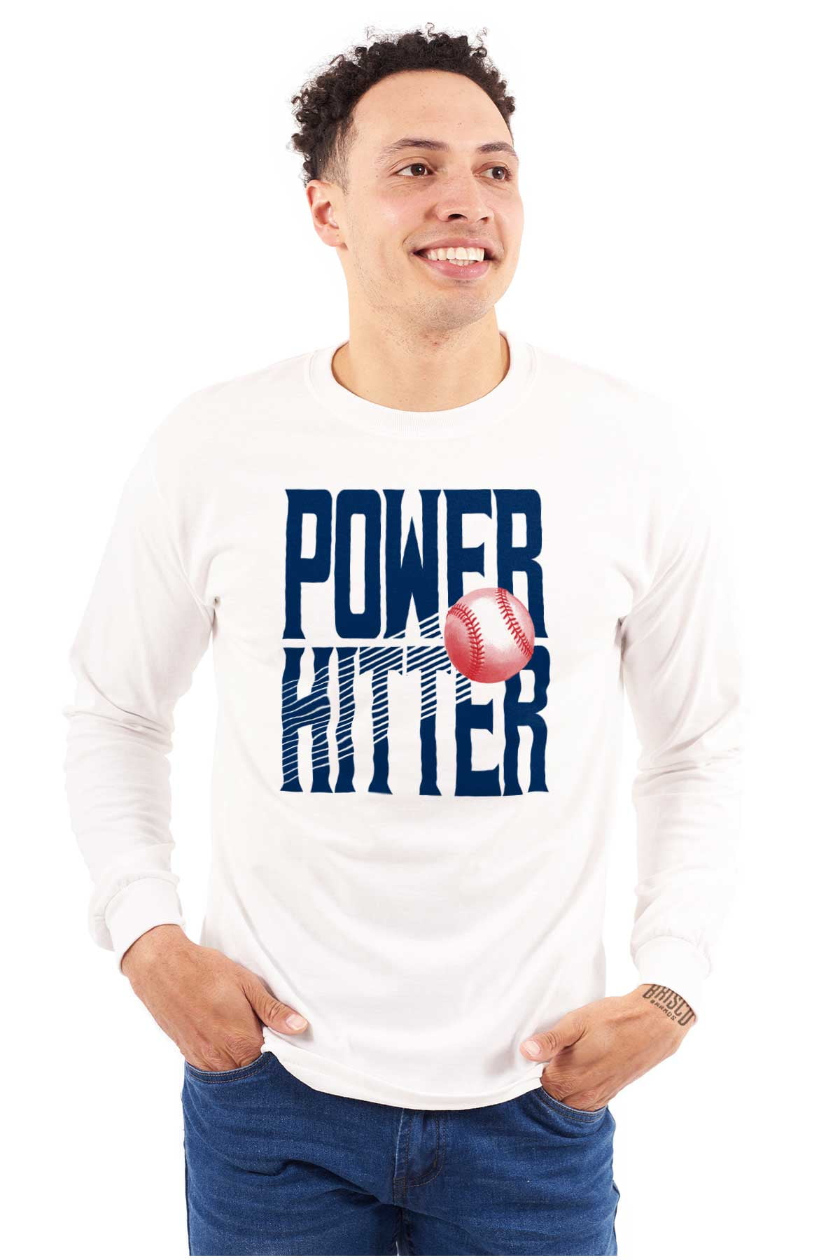 Baseball Player Power Hitter Fan Men's Long Sleeve Tee T Shirt Brisco ...