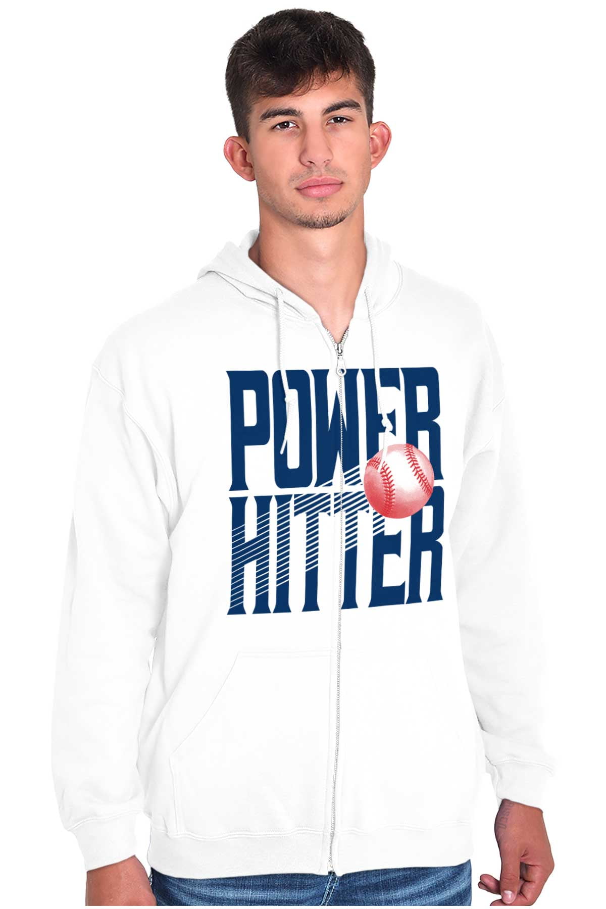 Baseball Player Power Hitter Fan Men Big & Tall Zip Hoodie Brisco ...