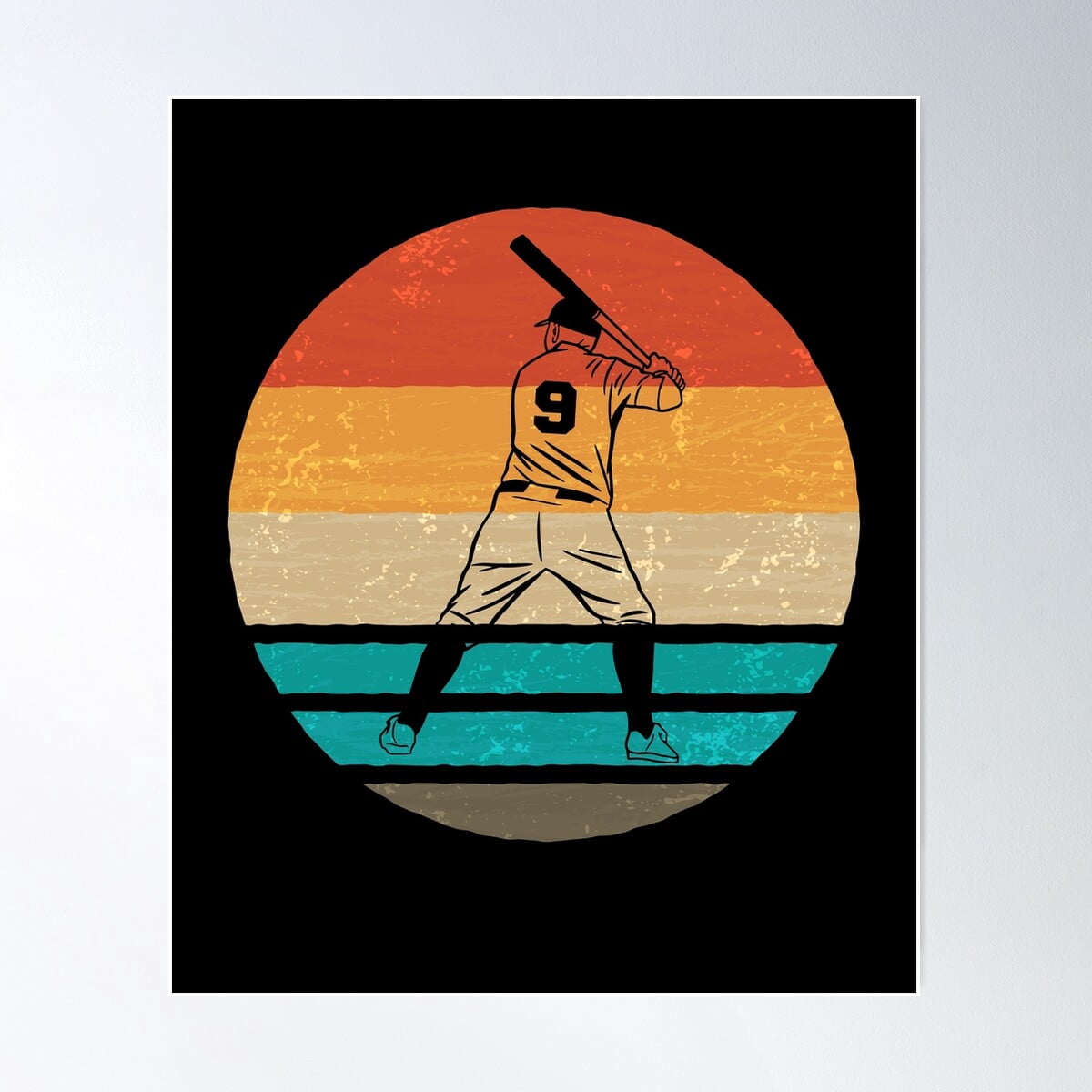 Baseball Player Retro Design - Softball Player - Baseball Fan Poster ...