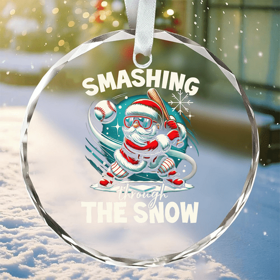 Baseball Player Santa Smashing Through The Snow Ornament Home ...
