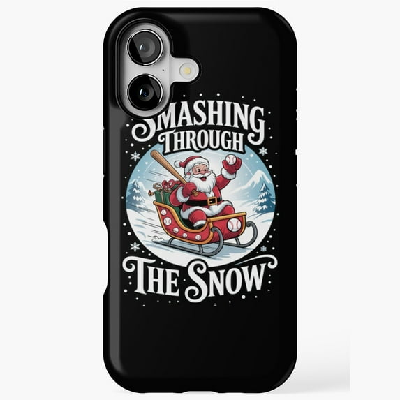 Baseball Player Smashing Through the Snow Holiday Case with iPhone 17 ...