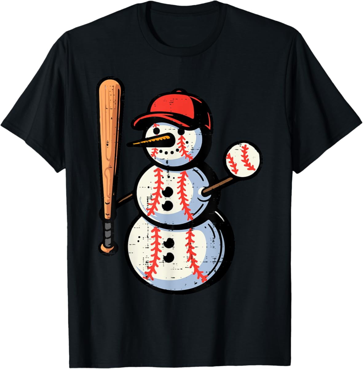 Baseball Player Snowman Boys Men T-Shirt - Walmart.com
