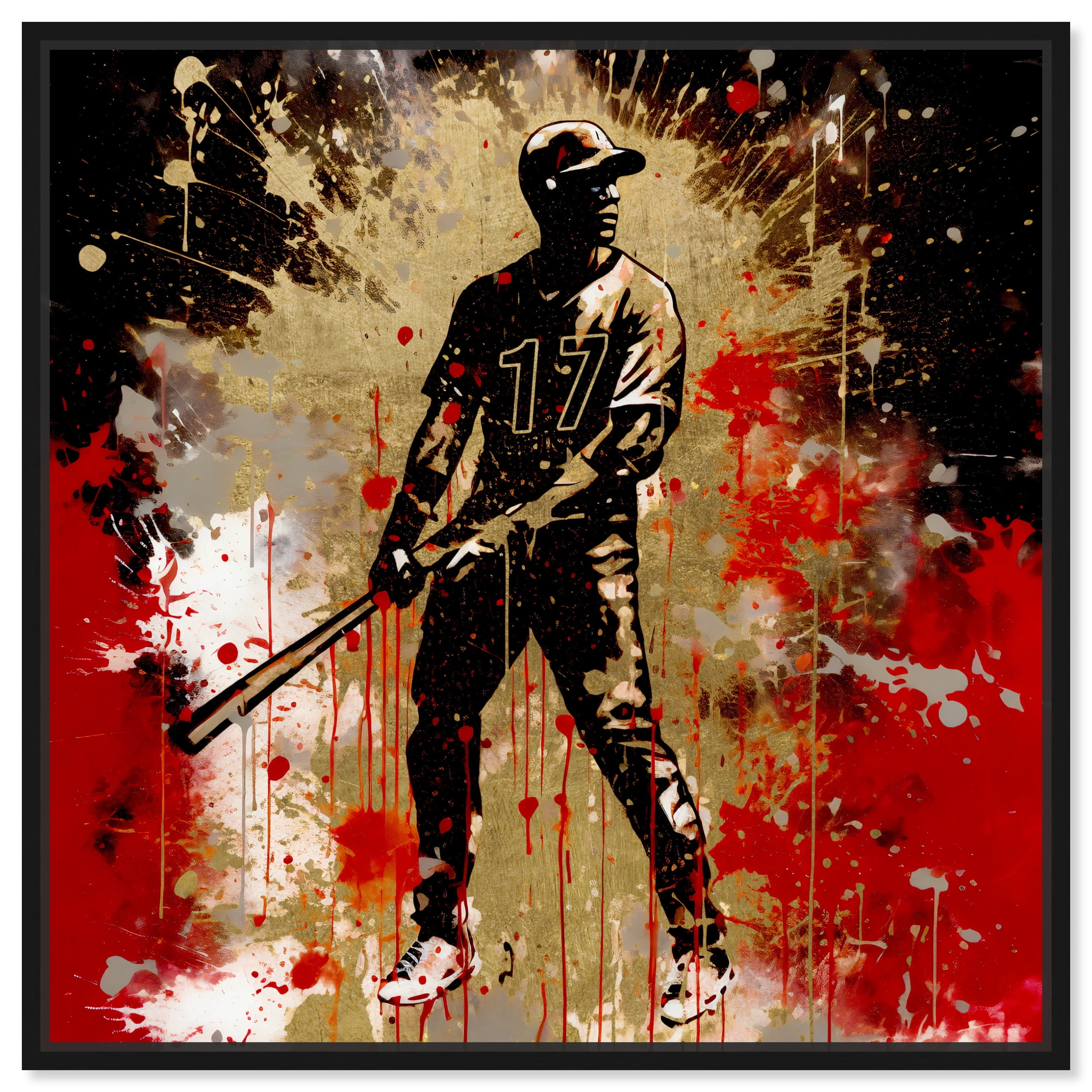 Baseball Player Splatter Inspirational Sport Poster Canvas Wall Art by ...