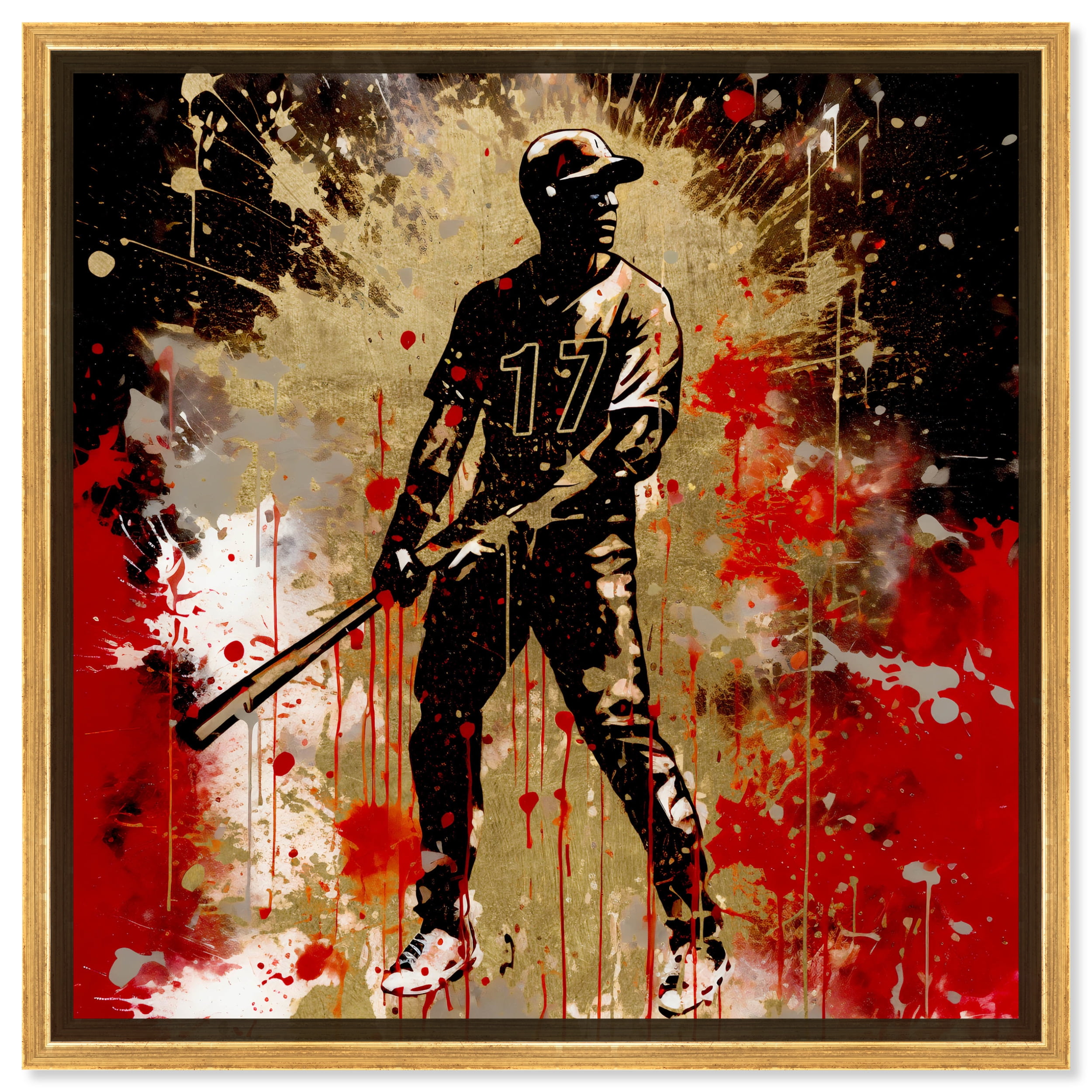 Baseball Player Splatter Inspirational Sport Poster Canvas Wall Art by ...
