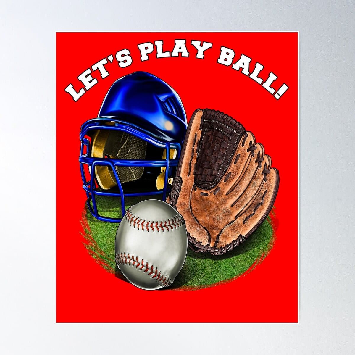 Baseball Player Sport Design Let'S Play Ball! Poster Wall Art, Modern ...