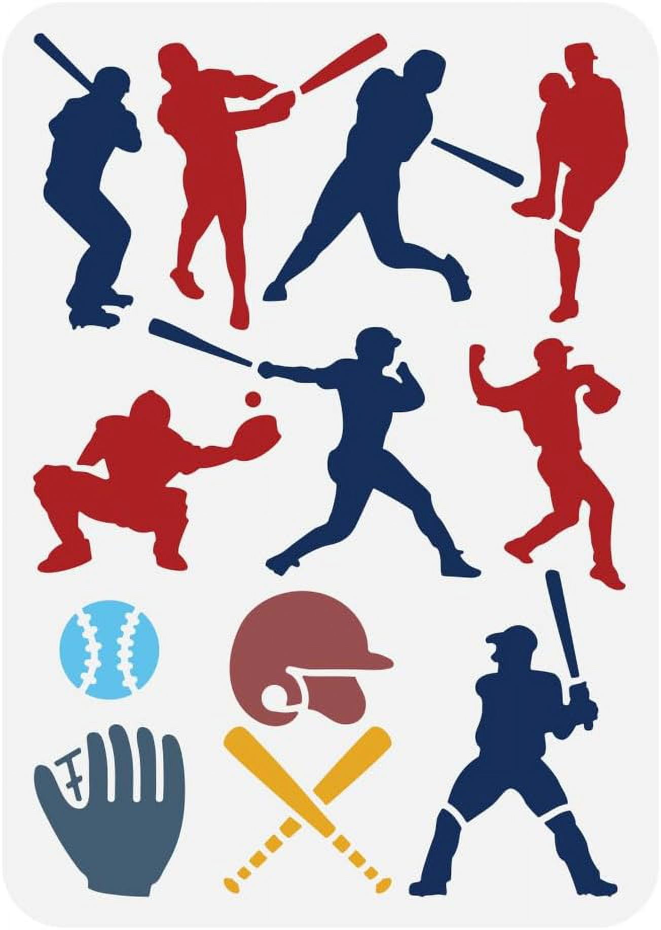 Baseball Player Stencil 12x8" Baseball Pattern Painting Template ...