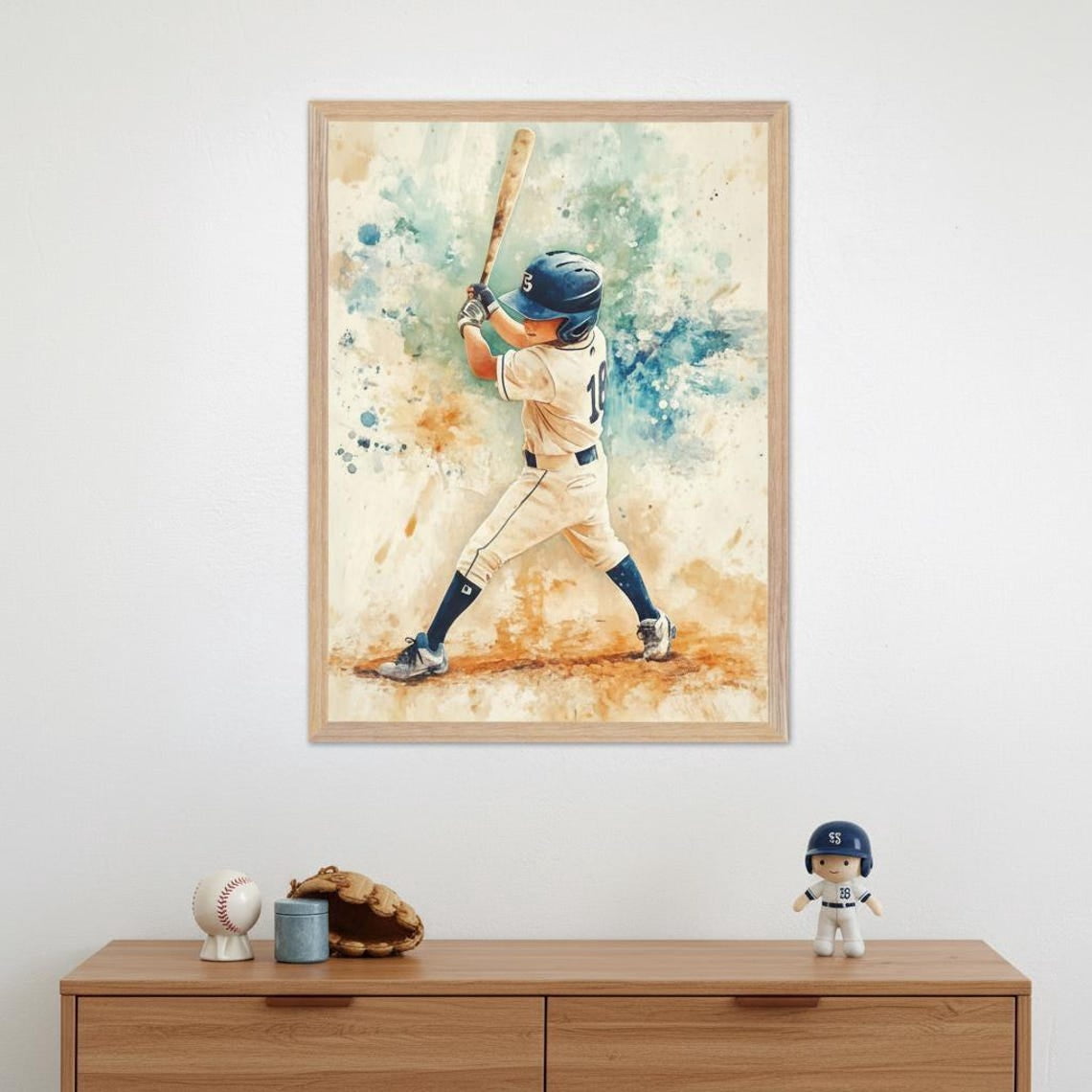 Baseball Player Style Wall Art Little League Decor Boy Bedroom Wall ...