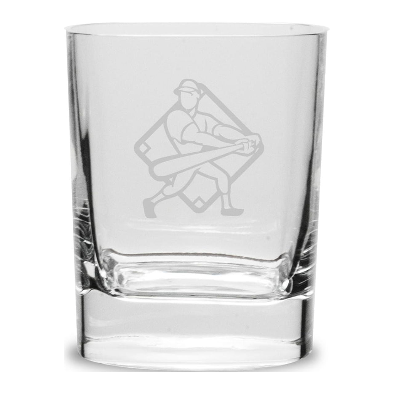 Baseball Player Swing 11.75 oz. Deep Etched Double Old Fashioned Glass ...