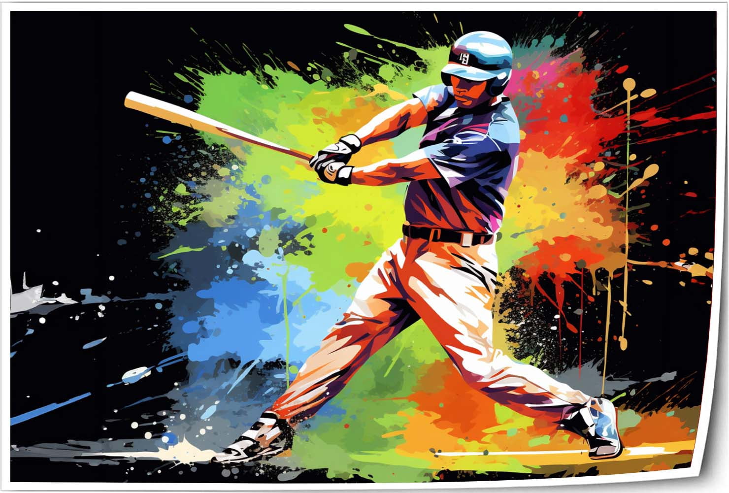Baseball Player Wall Artwork for Bathroom Poster Pictures Painting ...