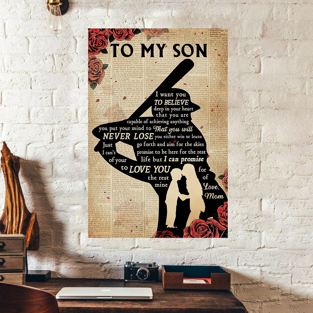 Baseball Player's Mom To My Son Poster Baseball Poster Gift for ...