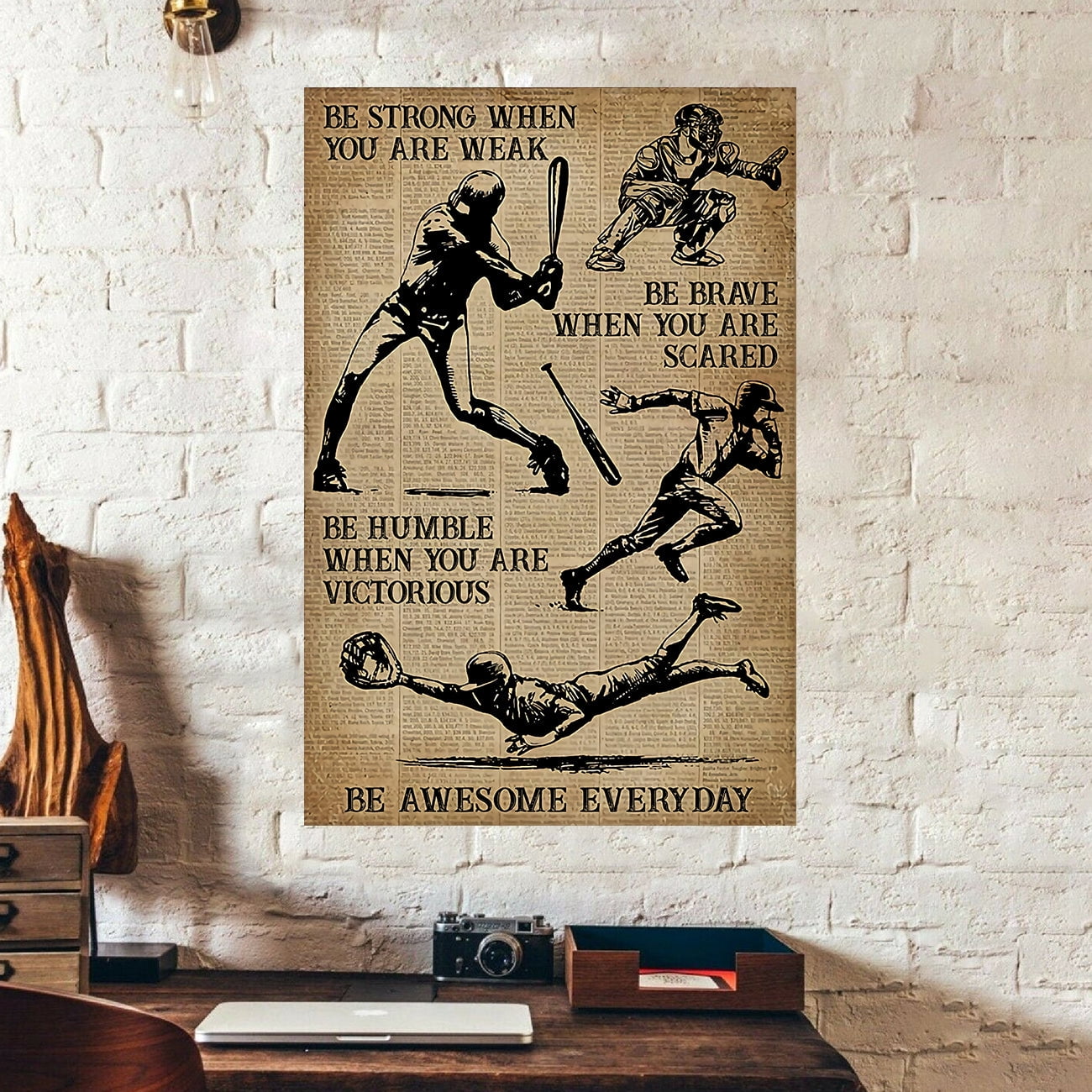 Baseball Players Be Awesome Every Day Poster Baseball Poster Gift for ...