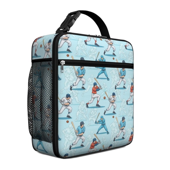 Baseball Players Light Cyan Pattern Insulated Lunch Bag Teens,Lunch Box ...