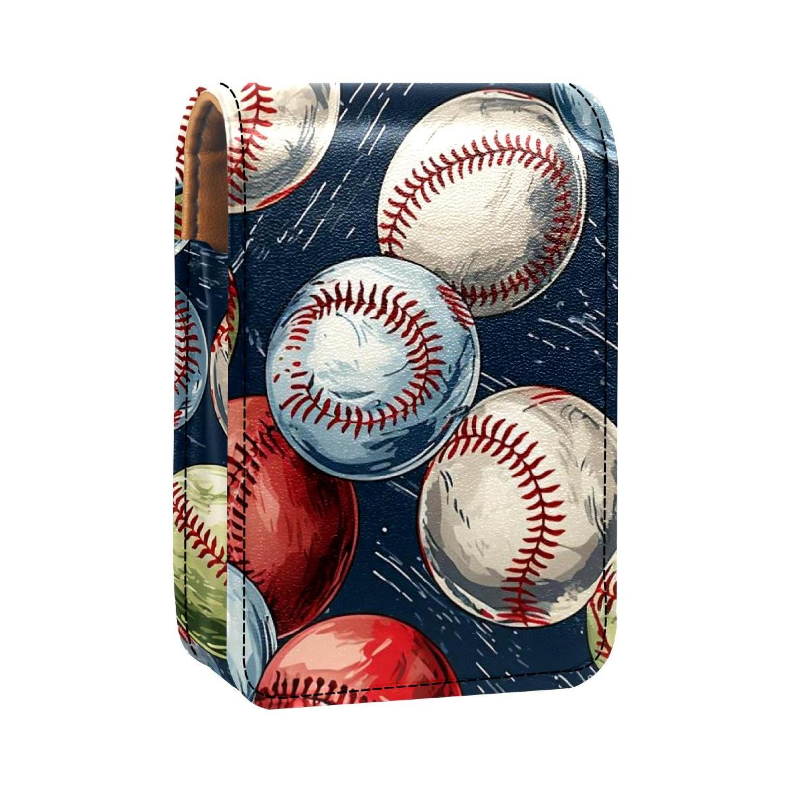 Baseball Portable Lipstick Case with Mirror - Compact Cosmetic Bag and ...