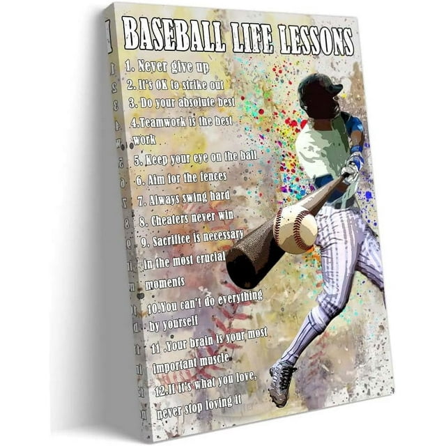 Baseball Poster Unframed Motivational Life Lessons Quotes Wall Art ...