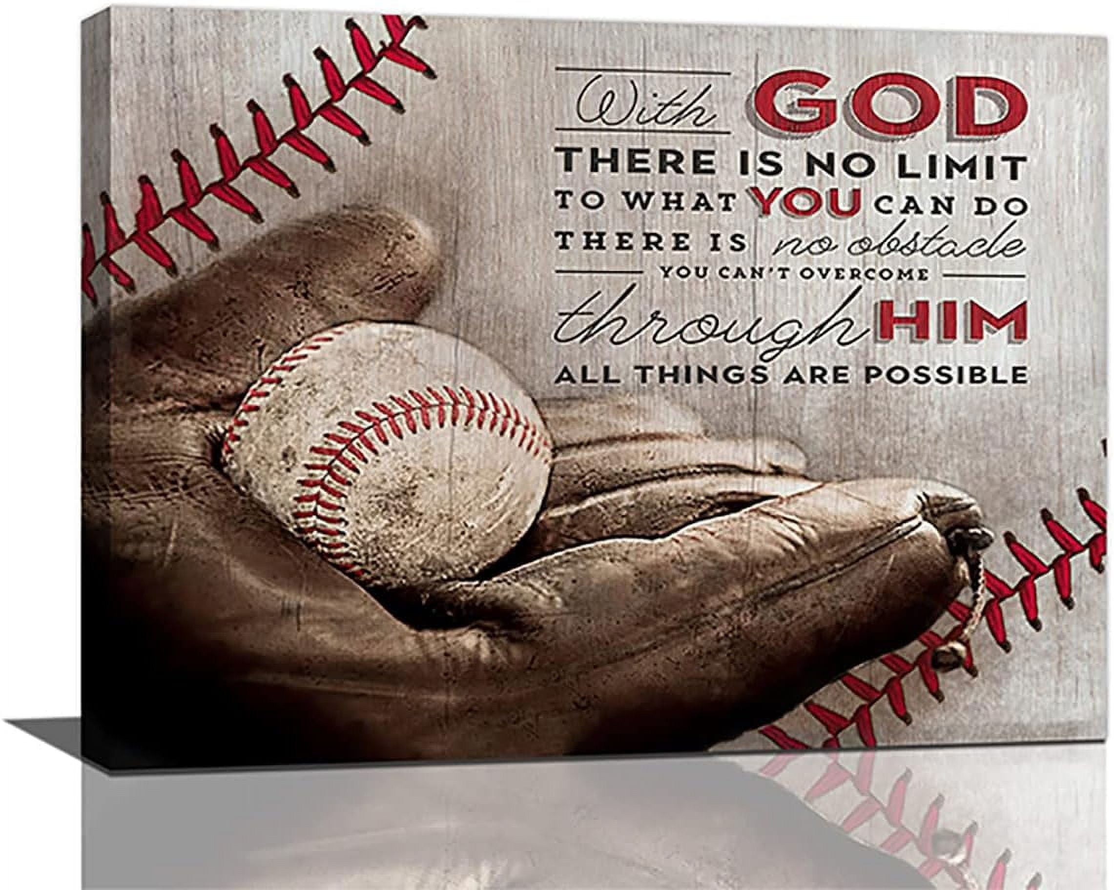 Baseball Poster Wall Art Boy Men Room Inspirational God Quotes Poster ...