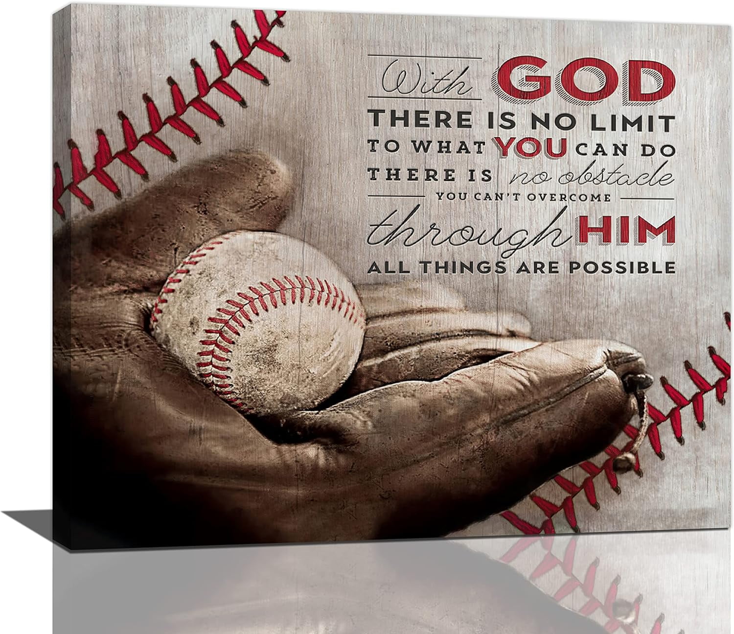 Baseball Poster Wall Art Inspirational God Quotes Poster Sports Wall ...