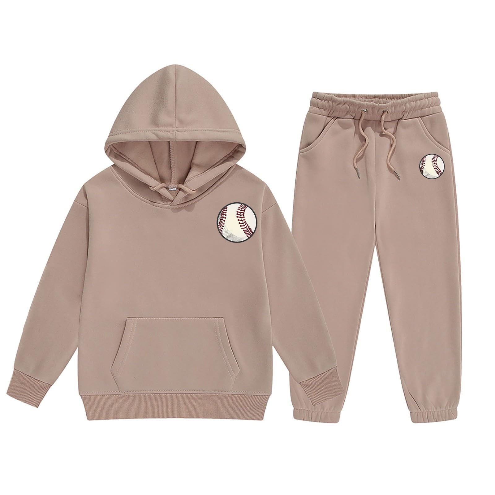Baseball Print Reindeer Girls' Hoodie Set Children's Two Piece Set ...