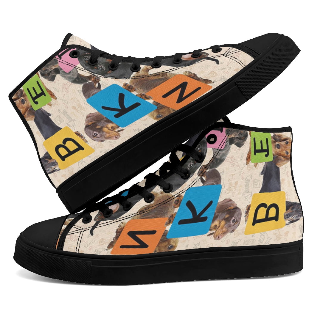 Be Kind Dachshund High Top Canvas Shoes Sneakers Black Size 5 - Walmart.com