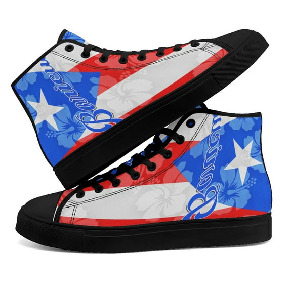 Puerto Rico High Top Canvas Shoes Sneakers Black Size 9.5 - Walmart.com