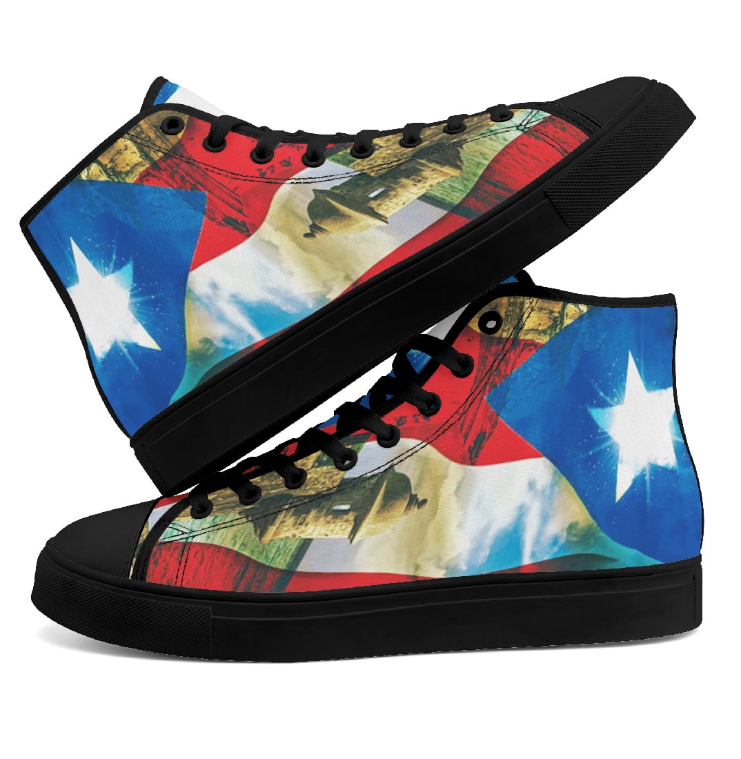 Boricua Puerto Rico High Top Canvas Shoes Sneakers Black Size 9.5 ...