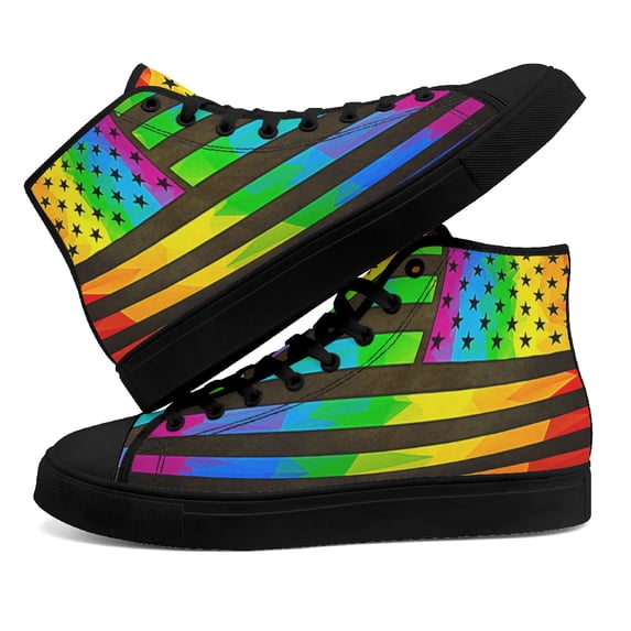 LGBT Pride High Top Canvas Shoes Sneakers Black Size 9.5 - Walmart.com