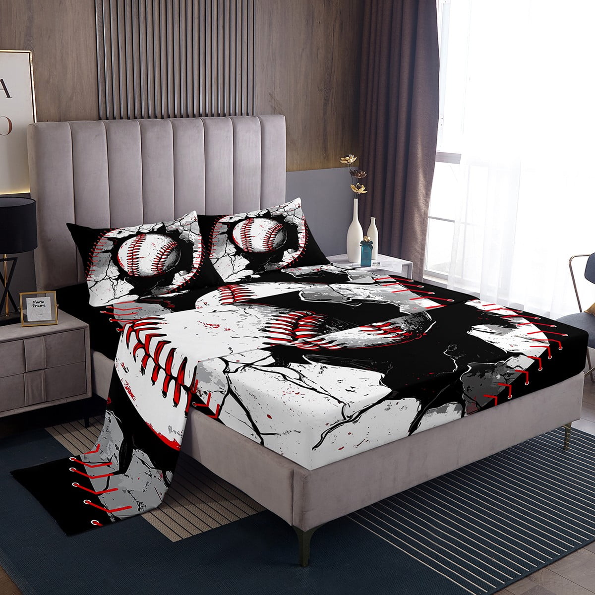 Baseball Queen Bed Sheets Sports Sheets Teen Baseball Game Themed Sheet ...