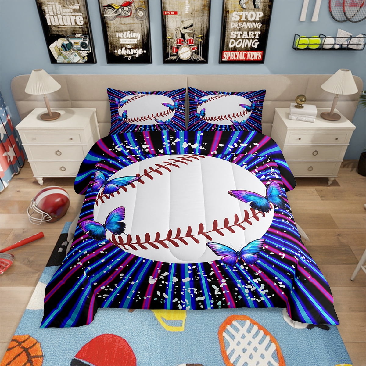 Baseball Queen Comforter Set Sports Bedding Sets Sports Game Themed ...