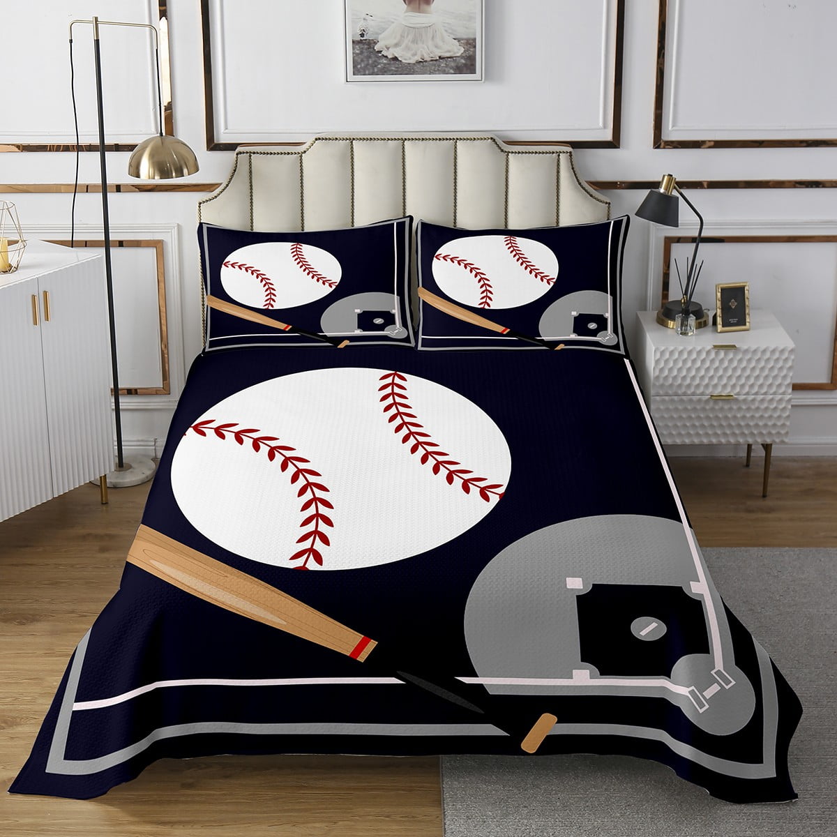 Baseball Quilt Set Twin Size Kids Baseball Bedding Set for Boys Girls ...
