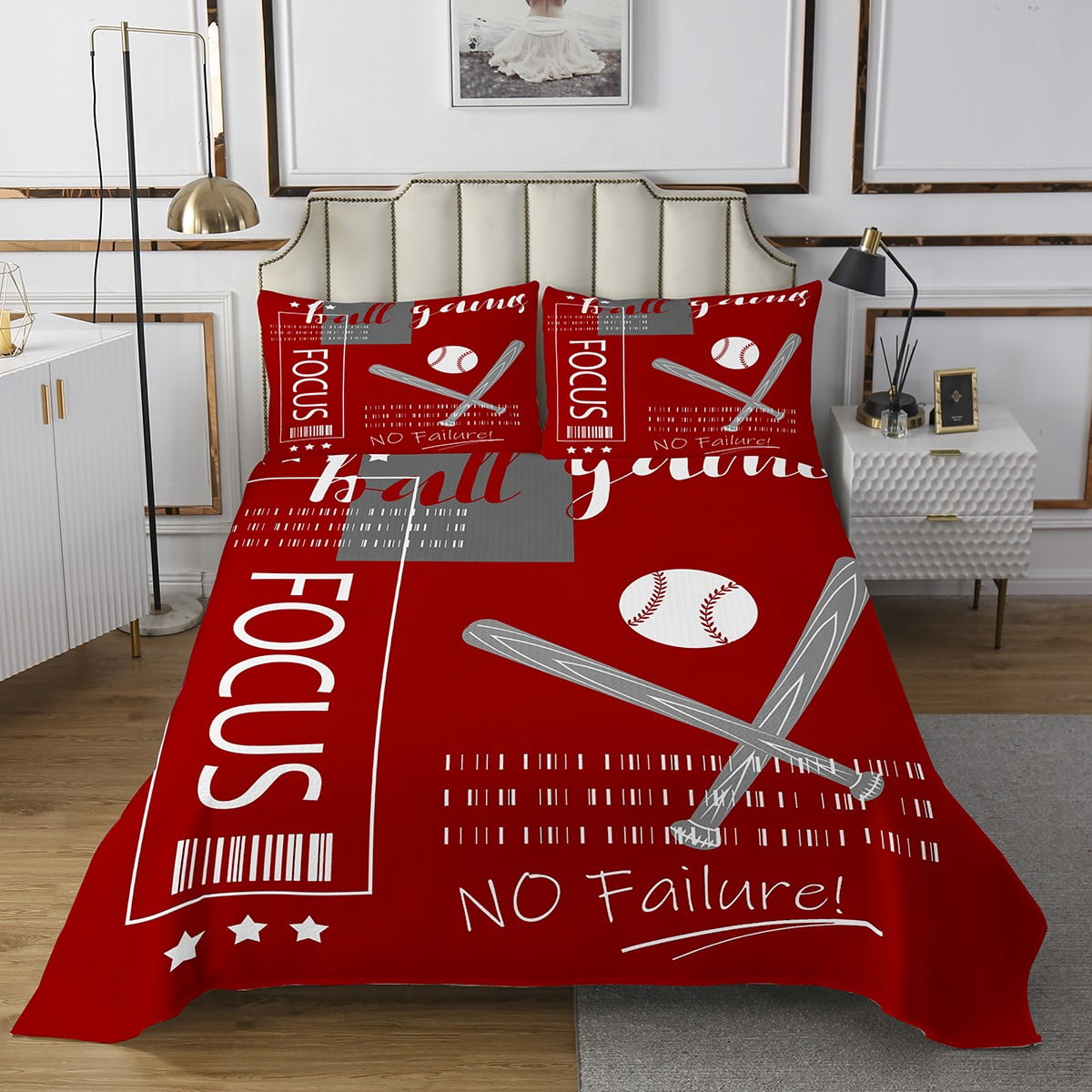 Baseball Quilt Set Twin Size Kids Baseball Sports Bedding Sets for Boys ...