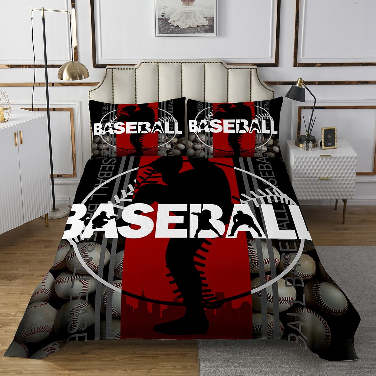 Baseball Quilt Set Twin Size Sports Themed Bedding Set,Ball Gaming ...