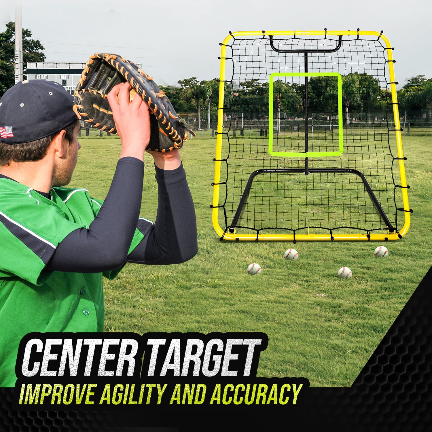 Baseball Rebounder Net 4 x 4.5 FT, Bounce Back Net with 5 Return Angles ...