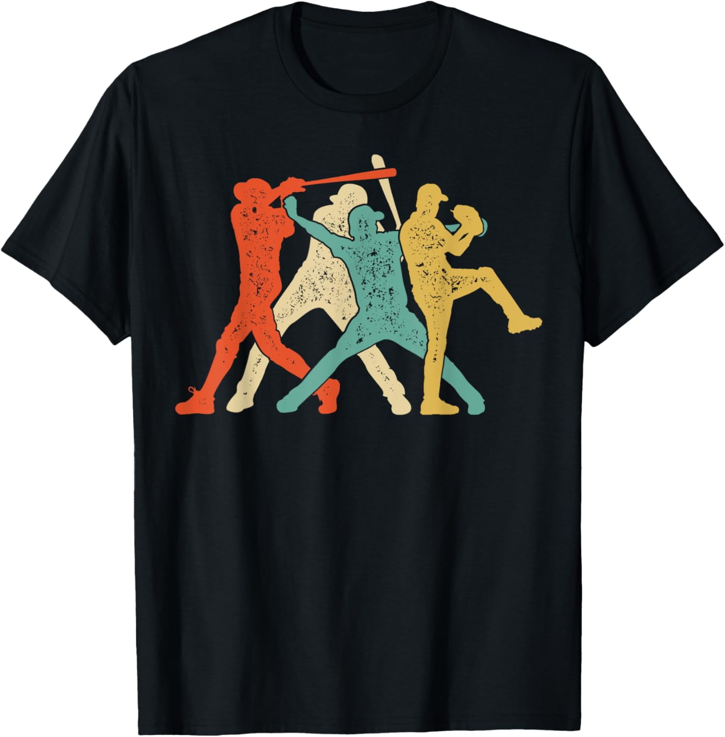 Baseball Retro Vintage Catcher Pitcher Batter Men Sport T-Shirt ...