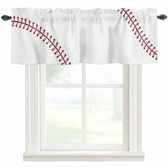 Baseball Rod Pocket Curtain Valance, Modern Minimalist Red Lines ...