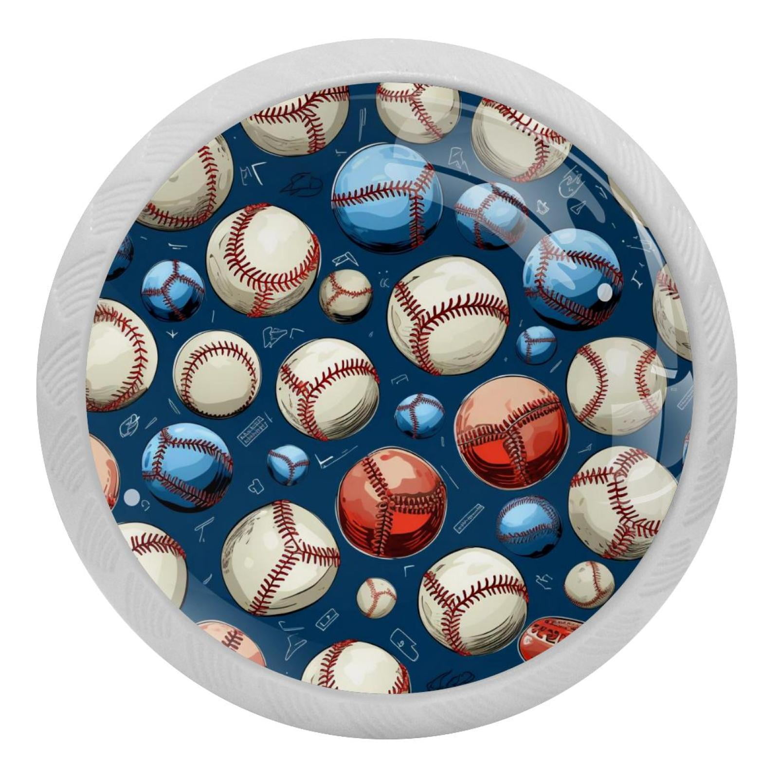 Baseball Round Glow-in-the-Dark Cabinet Knobs with Screws - 4 Pack ...
